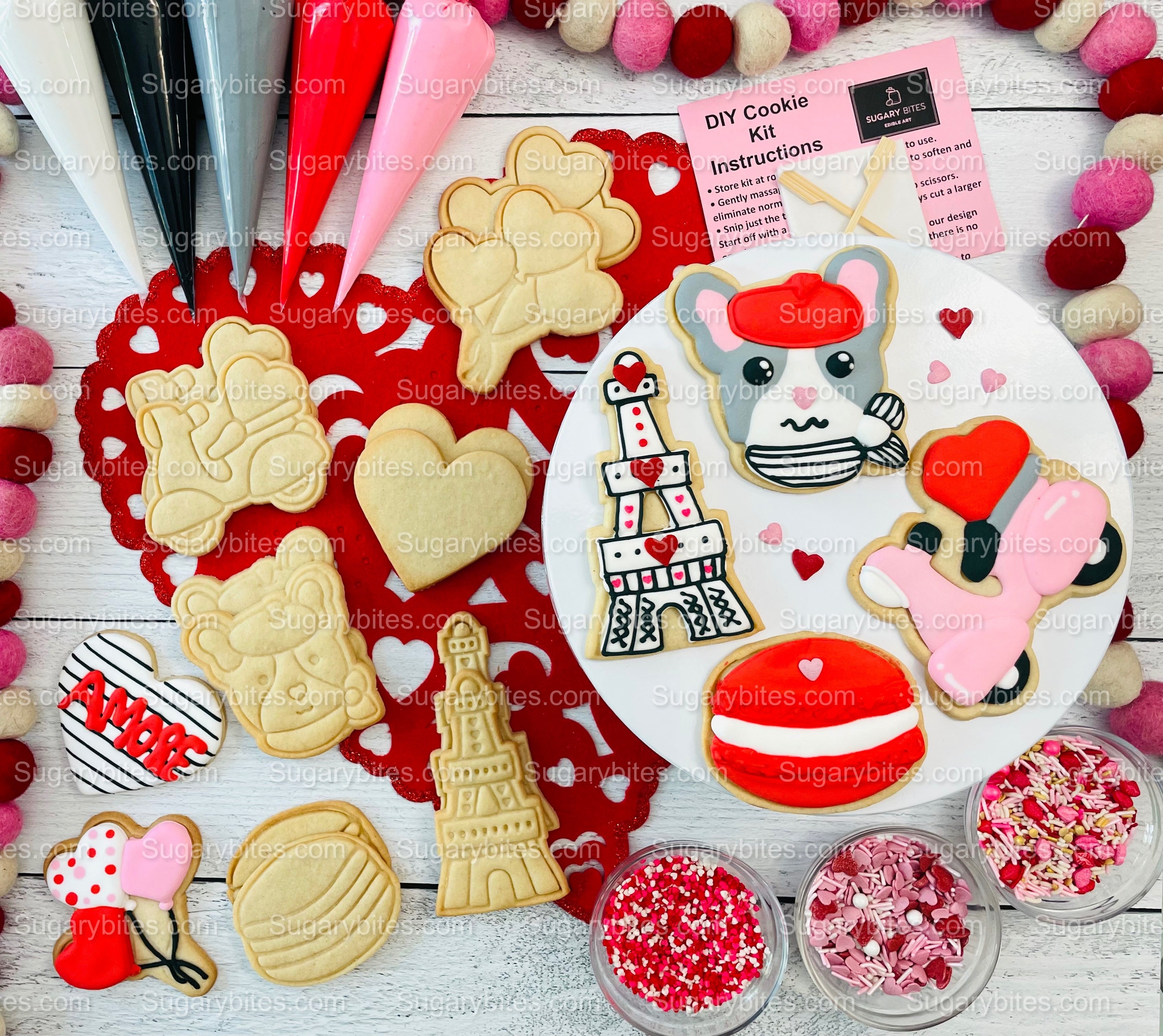Valentines Cookie Decorating Kit, DIY Cookie Kit, **INCLUDES 25 ITEMS ...