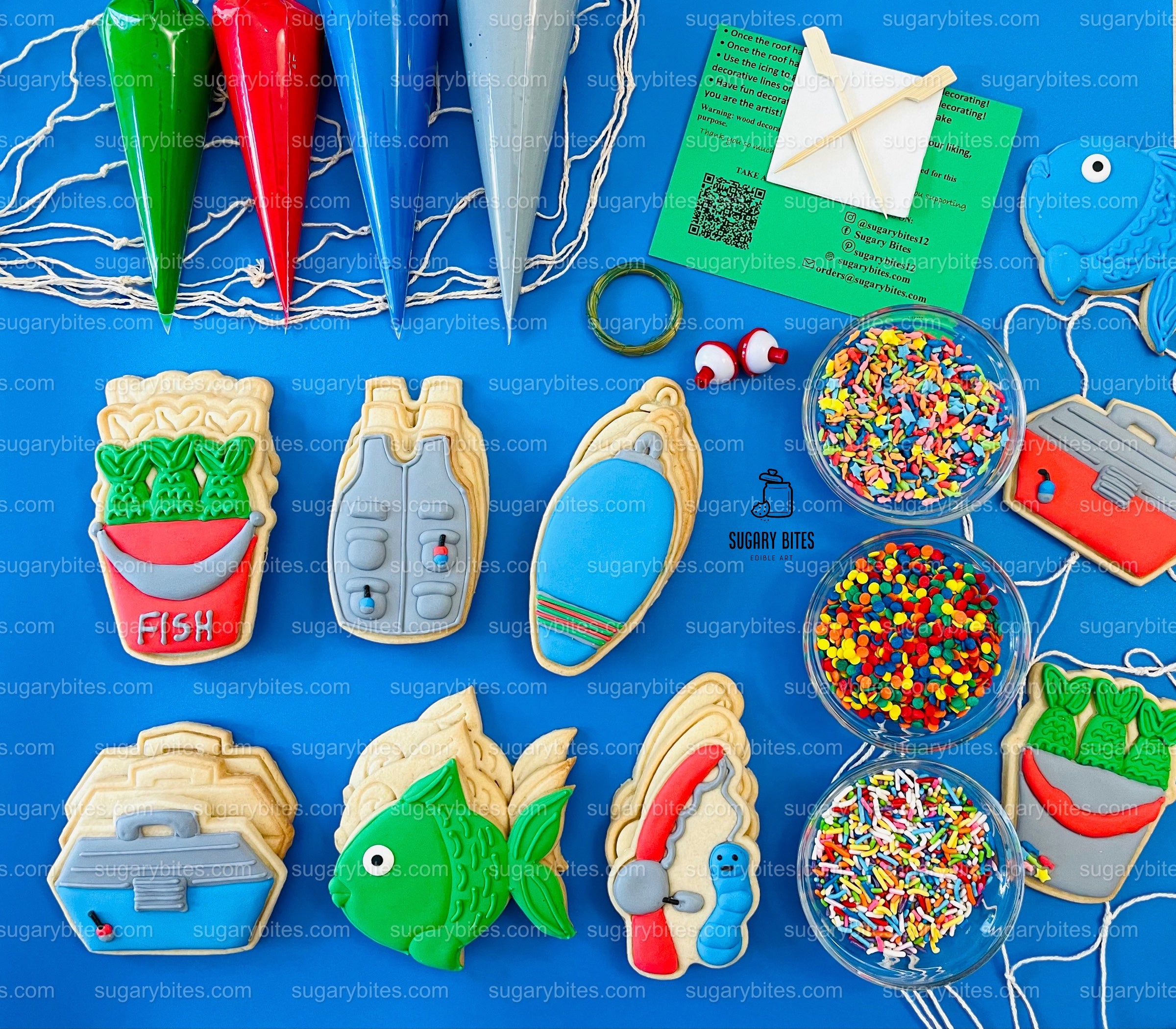 Fishing Cookie Decorating Kit, DIY Fishing Sugar Cookie Kit, **INCLUDE ...