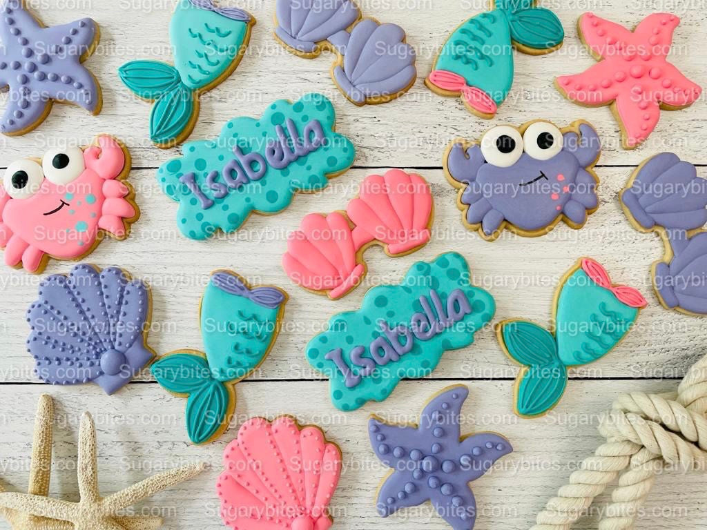 Mermaid Cookies, Mermaid Party, (Large Cookies), includes 12 decorated ...